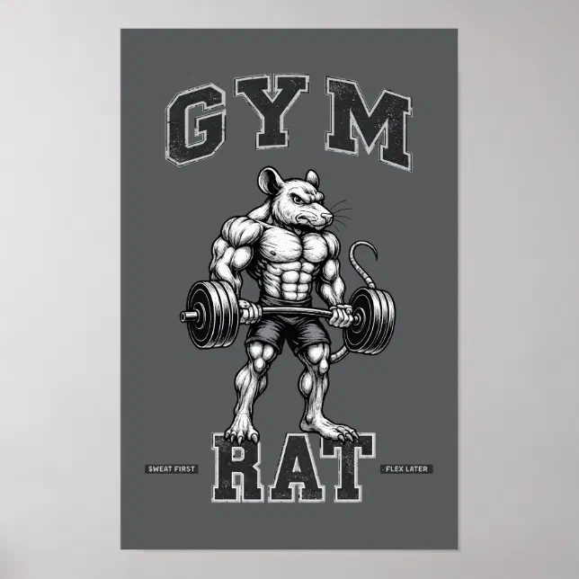 Gym Rat Deadlift -Lifting Humor- Bodybuilding Art Poster | Zazzle