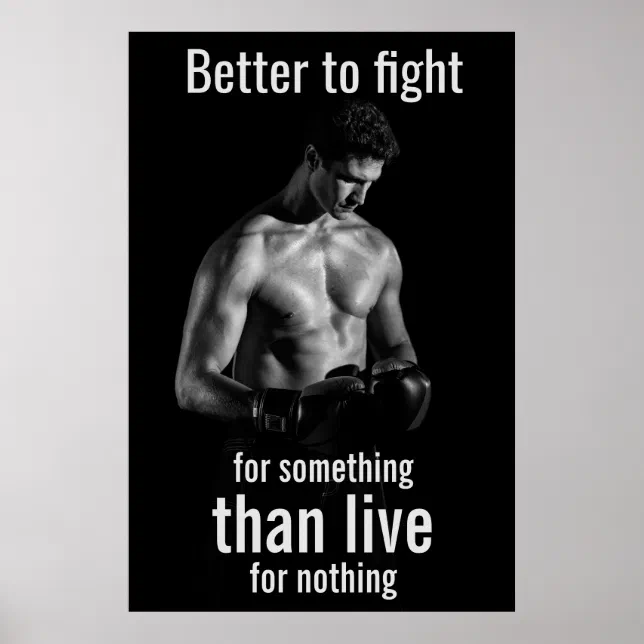 Gym Workout | Motivational Boxer Quote Poster | Zazzle