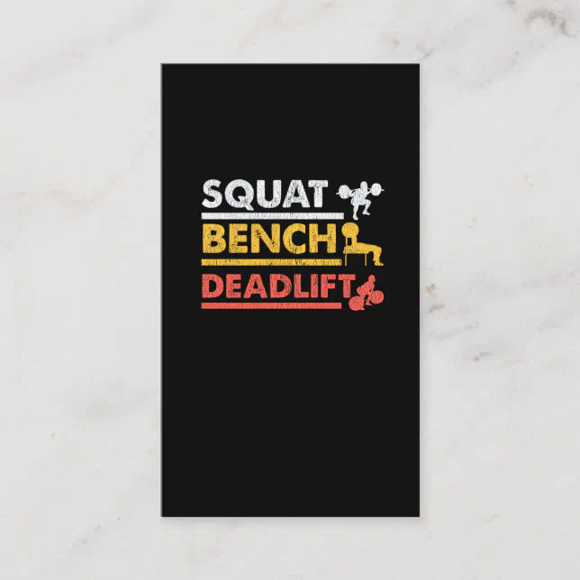 Gym Workout Powerlifting Squat Bench Deadlift Business Card | Zazzle