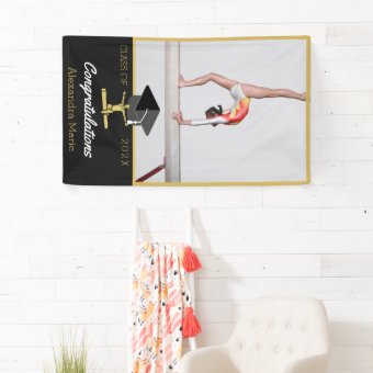 Gymnast Athlete congratulation graduate Photo Banner | Zazzle