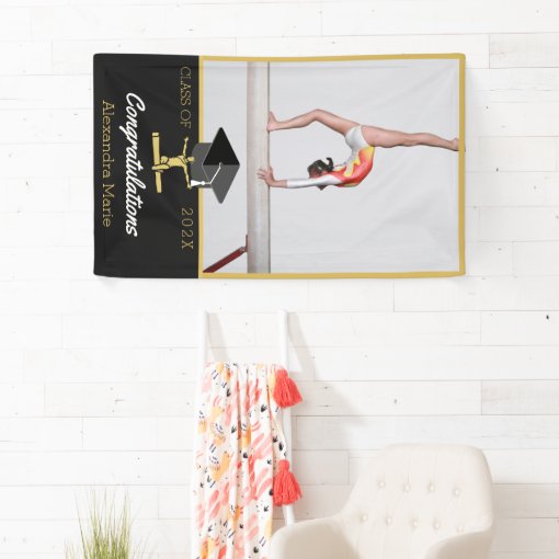 Gymnast Athlete congratulation graduate Photo Banner | Zazzle