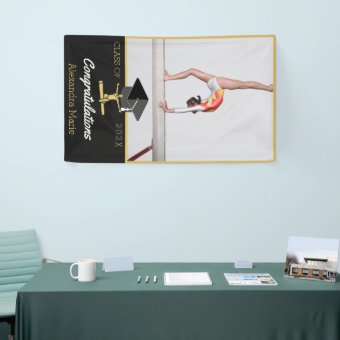 Gymnast Athlete congratulation graduate Photo Banner | Zazzle