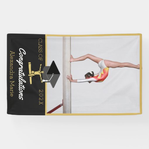 Gymnast Athlete congratulation graduate Photo Banner | Zazzle