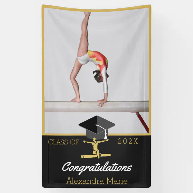 Gymnast Athlete congratulation graduate Photo Banner | Zazzle