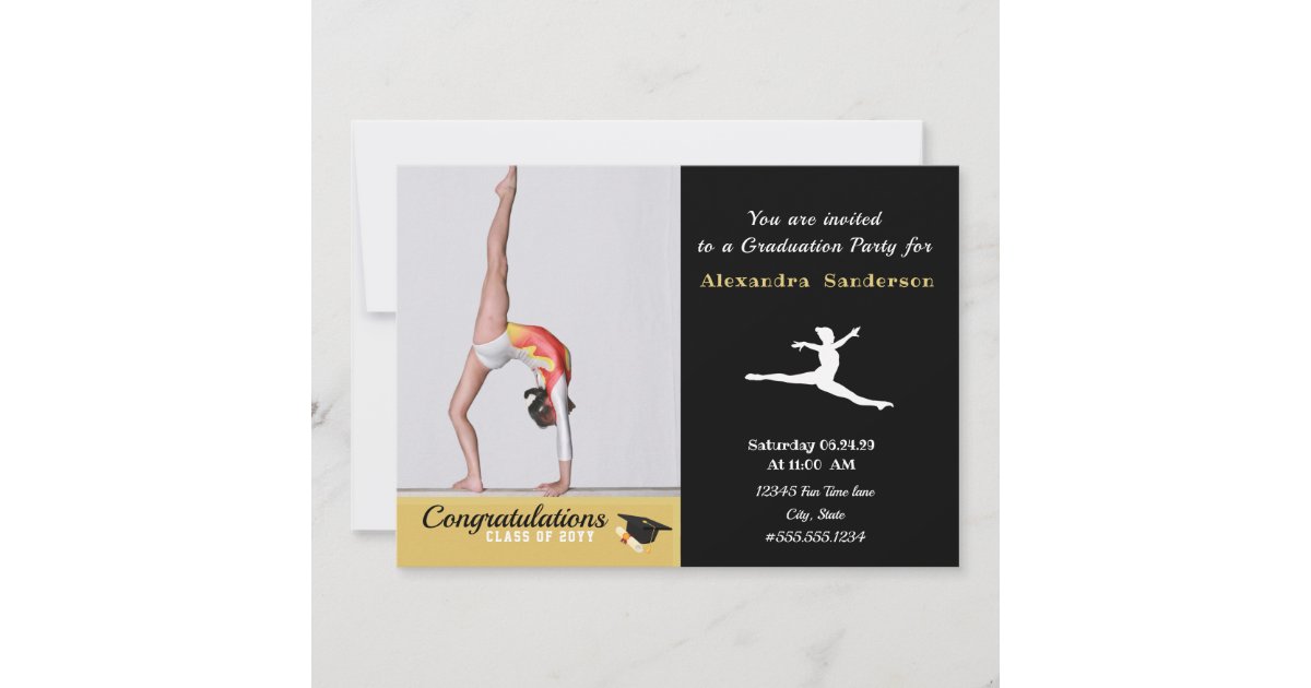 Gymnast Athlete Photo graduation class of 2022 Invitation | Zazzle