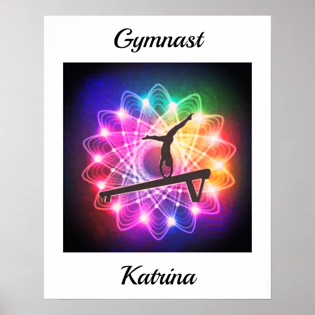 Gymnast Balance Beam Personalized Gymnastics Poster | Zazzle