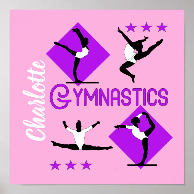 Gymnast Figures Cute Girls Gymnastics Personalized Poster | Zazzle