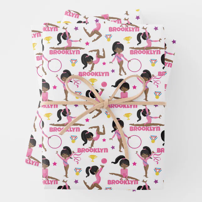 Gymnast Multicultural Personalized Wrapping Paper Sheets | Zazzle