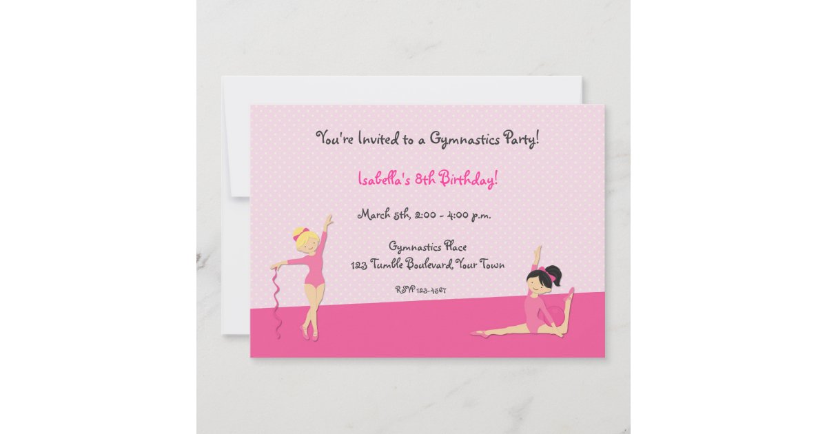 Gymnastic Party, Tumbling Invitation | Zazzle