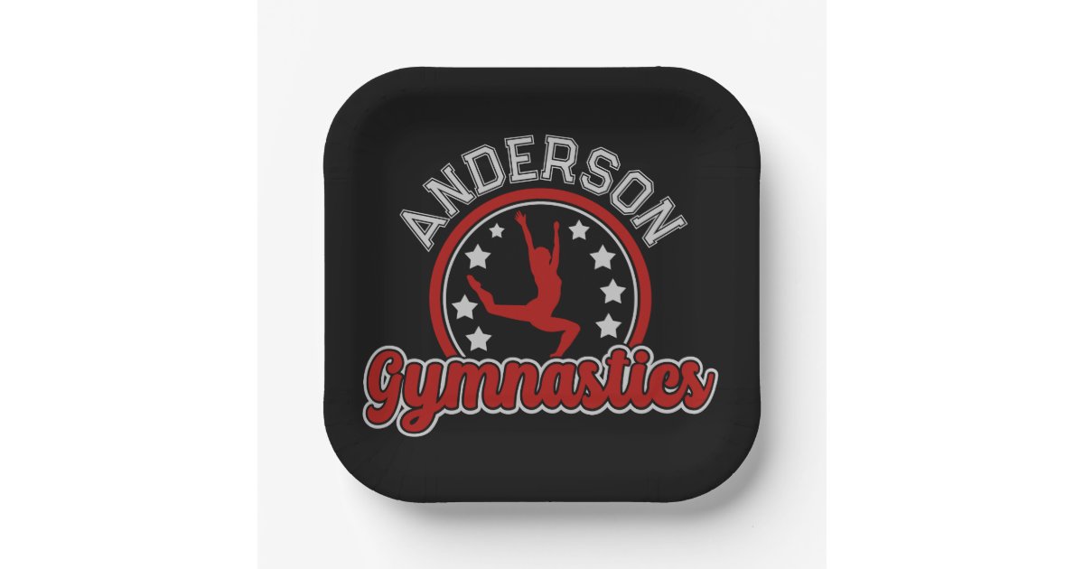 Gymnastics ADD NAME Gymnast Vault Floor Athlete Paper Plates | Zazzle