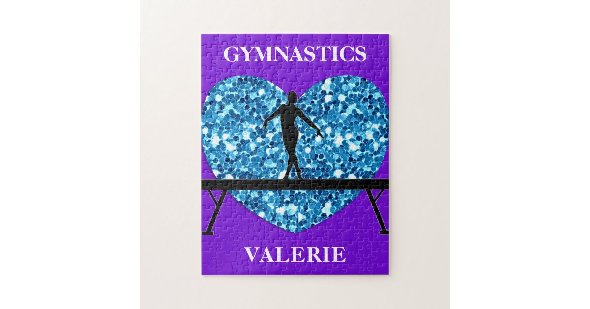 Gymnastics Balance Beam Purple Teal Jigsaw Puzzle | Zazzle