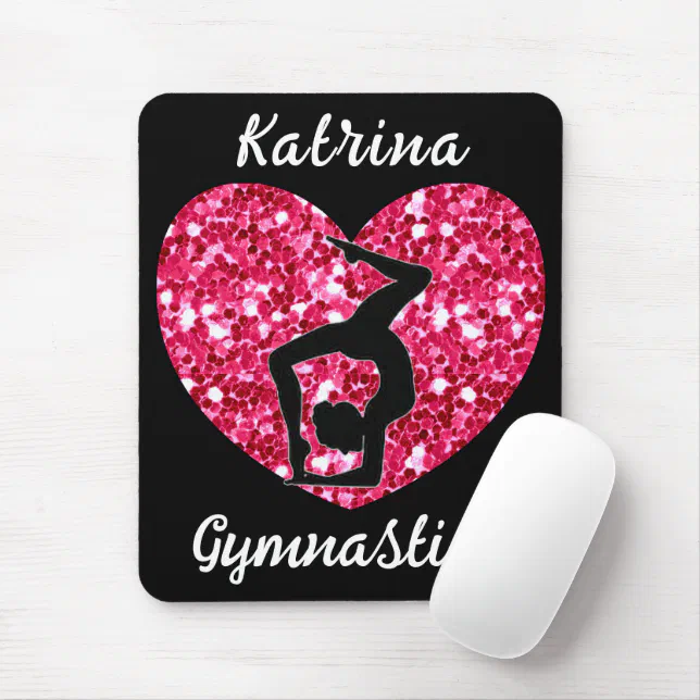 Gymnastics Black and Hot Pink Personalized Mouse Pad | Zazzle