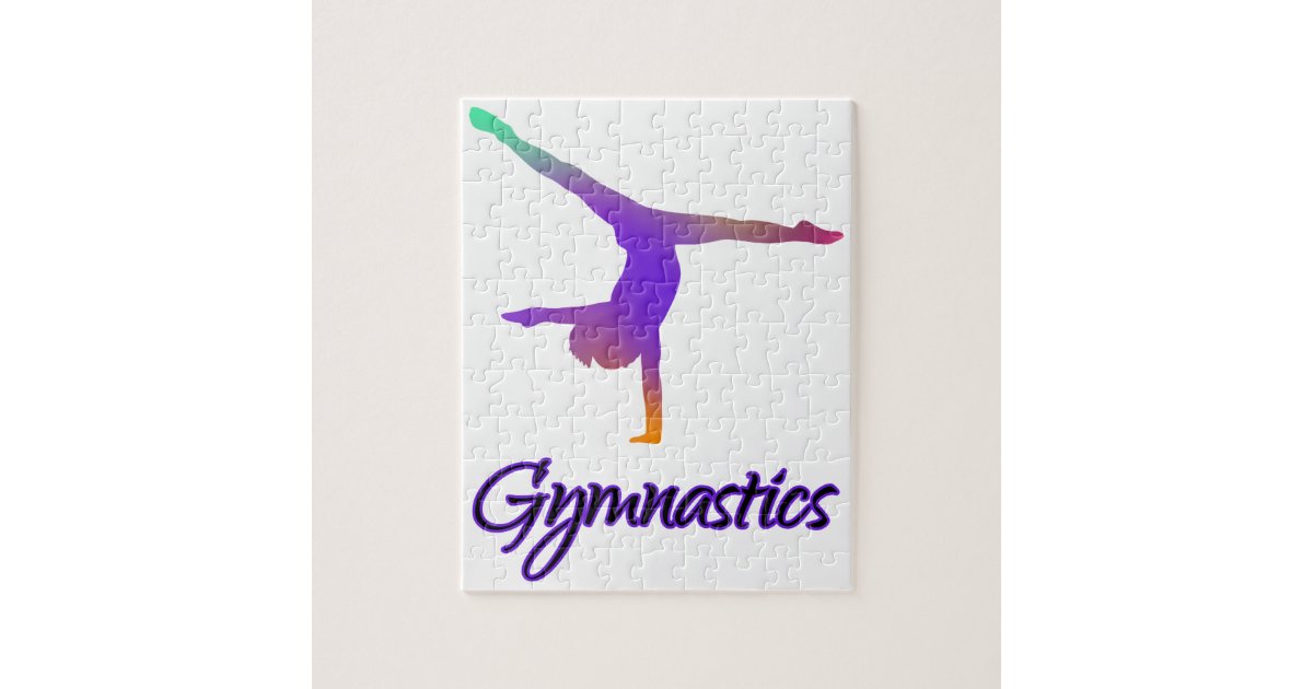 Gymnastics Cartwheel Pink Purple Ombre Gradient Jigsaw Puzzle | Zazzle