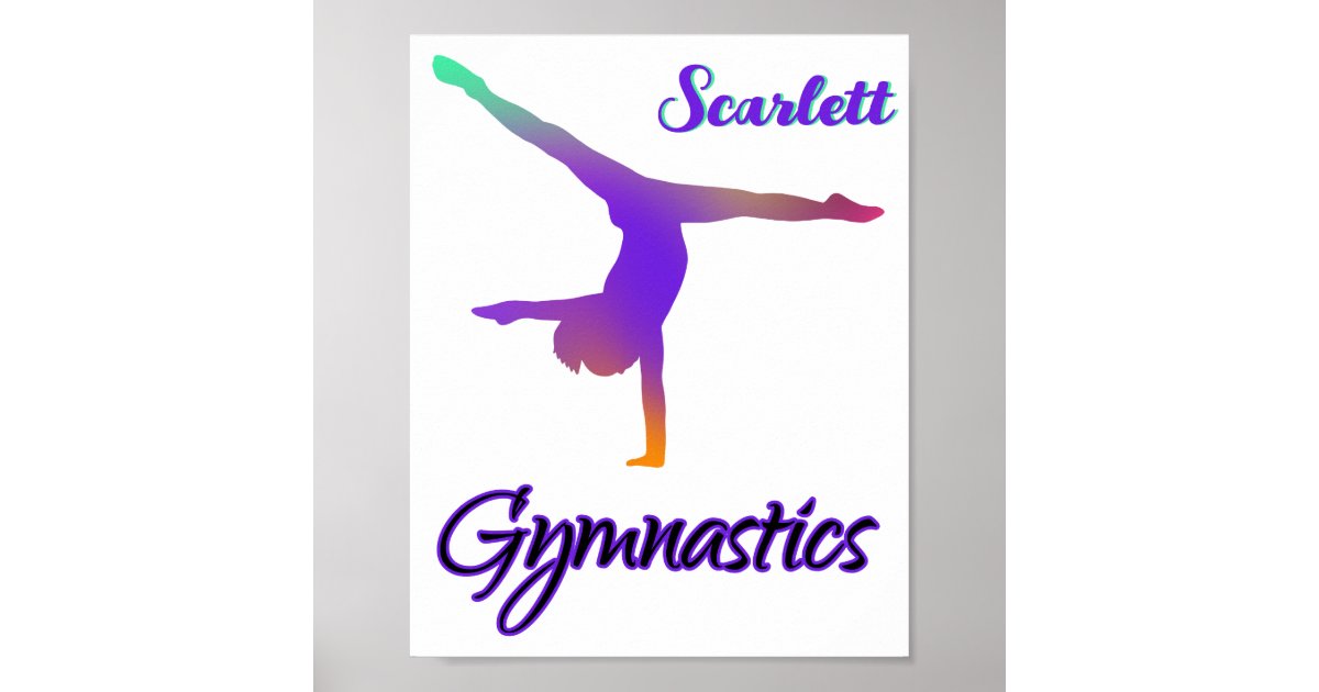 Gymnastics Cartwheel Pink Purple Personalized Poster | Zazzle