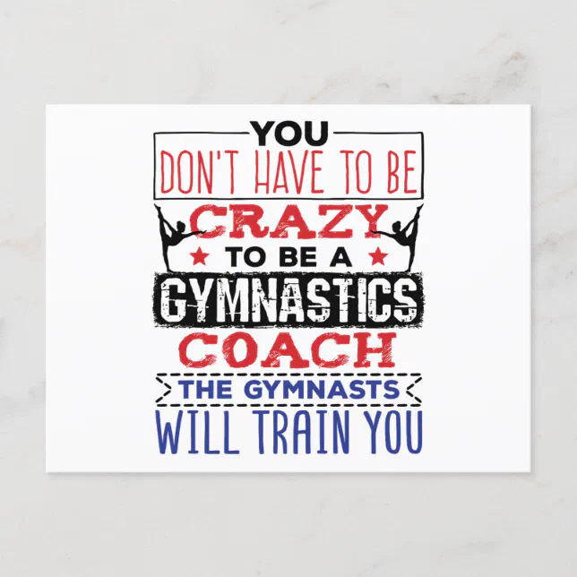 Gymnastics Coach Funny Appreciation Gift Crazy Postcard | Zazzle