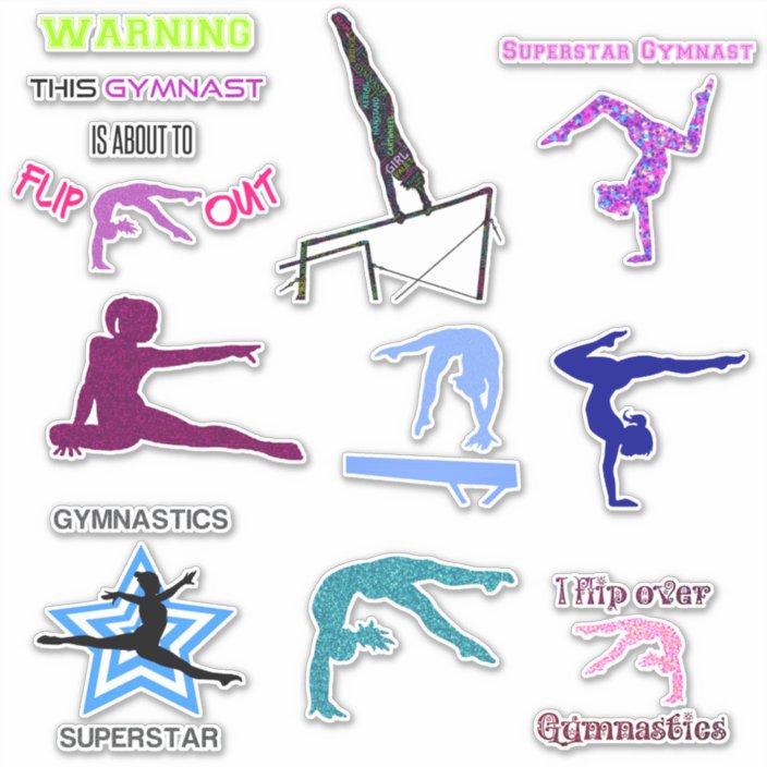 Gymnastics Custom-Cut Vinyl Stickers | Zazzle.com