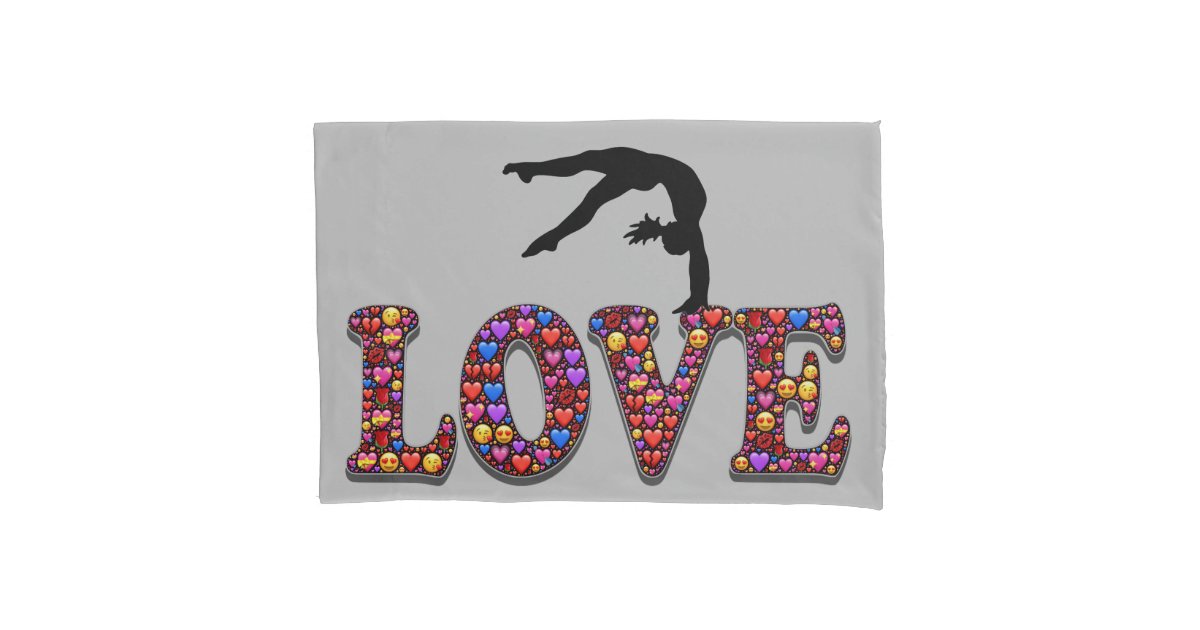 Gymnastics Emoji Love Pillowcase | Zazzle