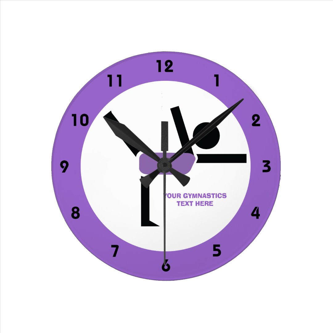 Gymnastics gifts, gymnastics performer custom round clock | Zazzle