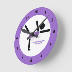 Gymnastics gifts, gymnastics performer custom round clock | Zazzle