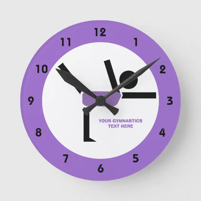 Gymnastics gifts, gymnastics performer custom round clock | Zazzle