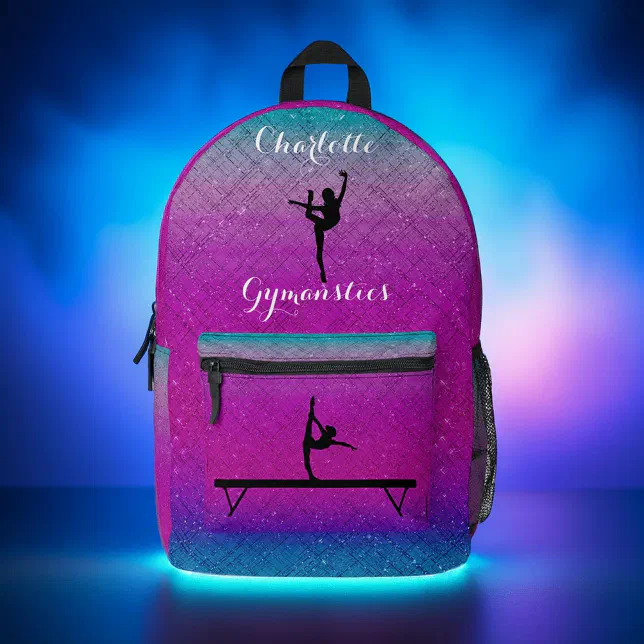 Gymnastics Girl Purple Blue Ombre Printed Backpack | Zazzle