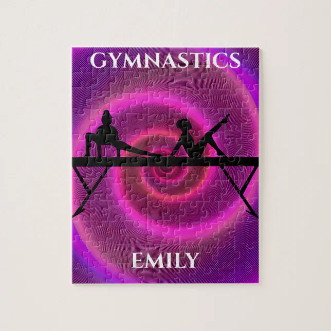 Gymnastics girl puzzle with personalized name. | Zazzle