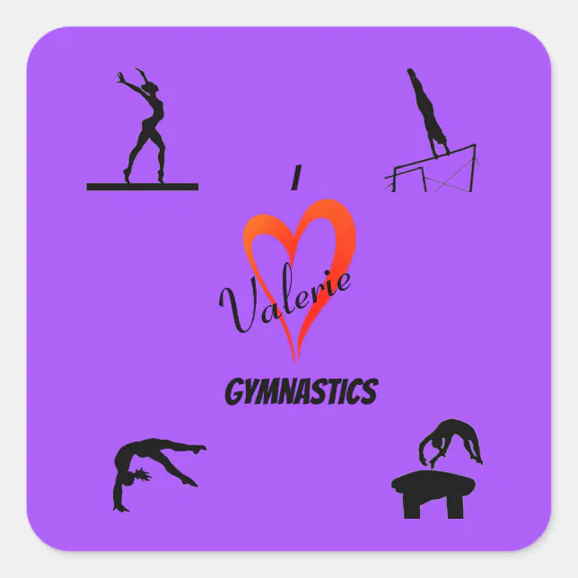 Gymnastics Girls "I Love Gymnastics" Stickers | Zazzle