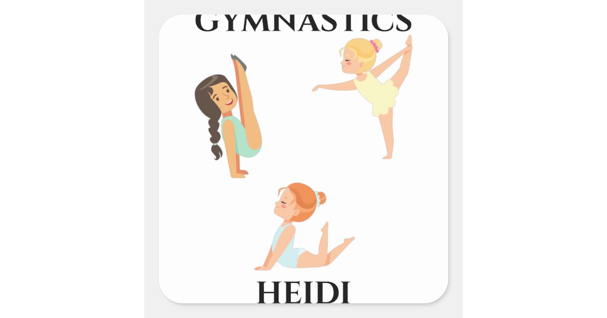 GYMNASTICS girl's personalized stickers. Square Sticker | Zazzle