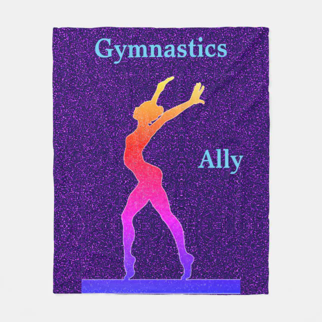 Gymnastics Girls Purple Sparkle Fleece Blanket | Zazzle