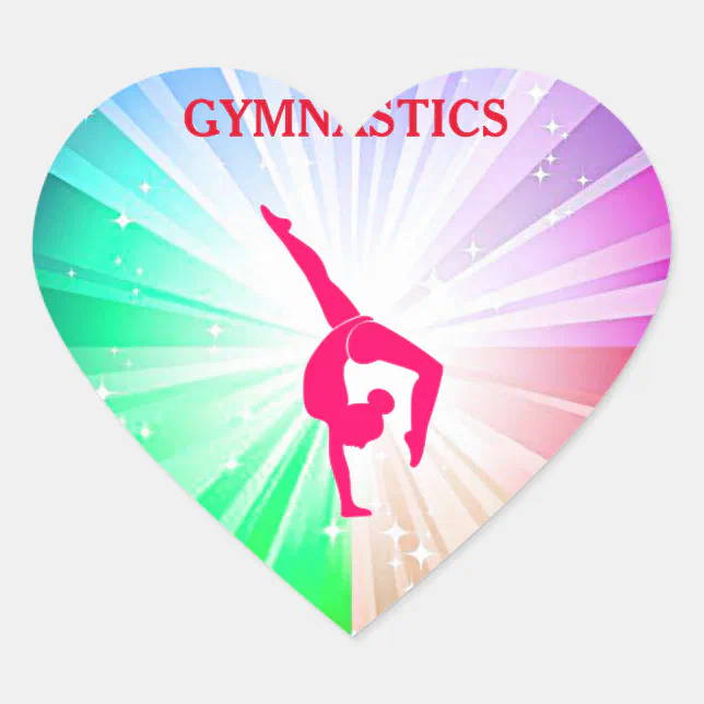 Gymnastics glossy oval stickers. heart sticker | Zazzle