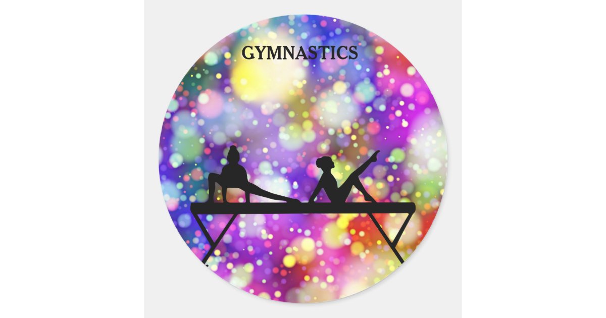 Gymnastics glossy stickers. classic round sticker | Zazzle