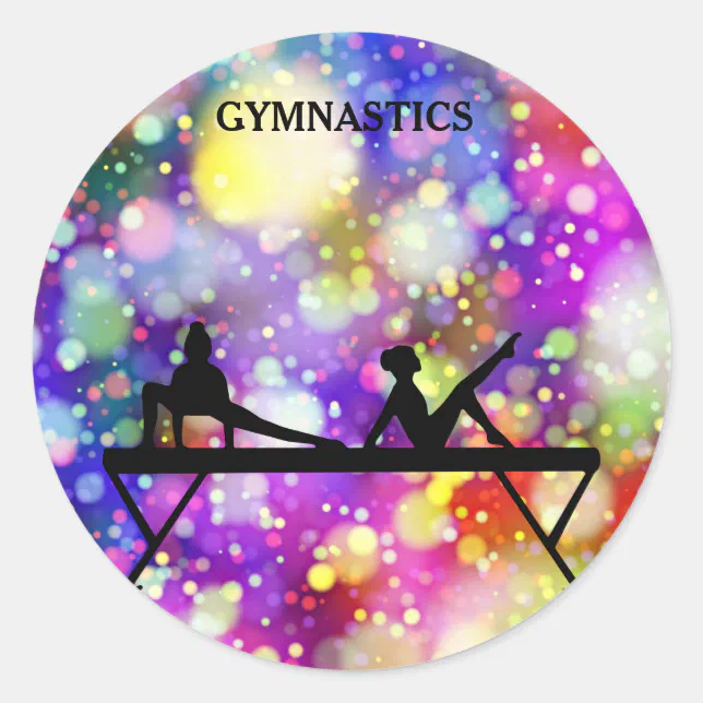 Gymnastics glossy stickers. classic round sticker | Zazzle
