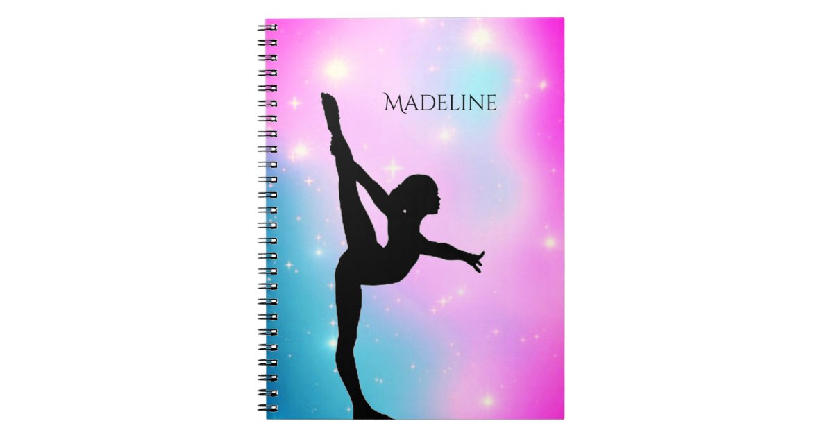 Gymnastics Gradient w/ Name of Gymnast Notebook | Zazzle