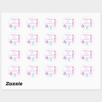 Gymnastics Gymnast Birthday Favor Stickers Labels | Zazzle