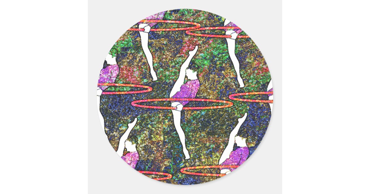 Gymnastics Hula Hoop dance colorful patten gift Classic Round Sticker ...