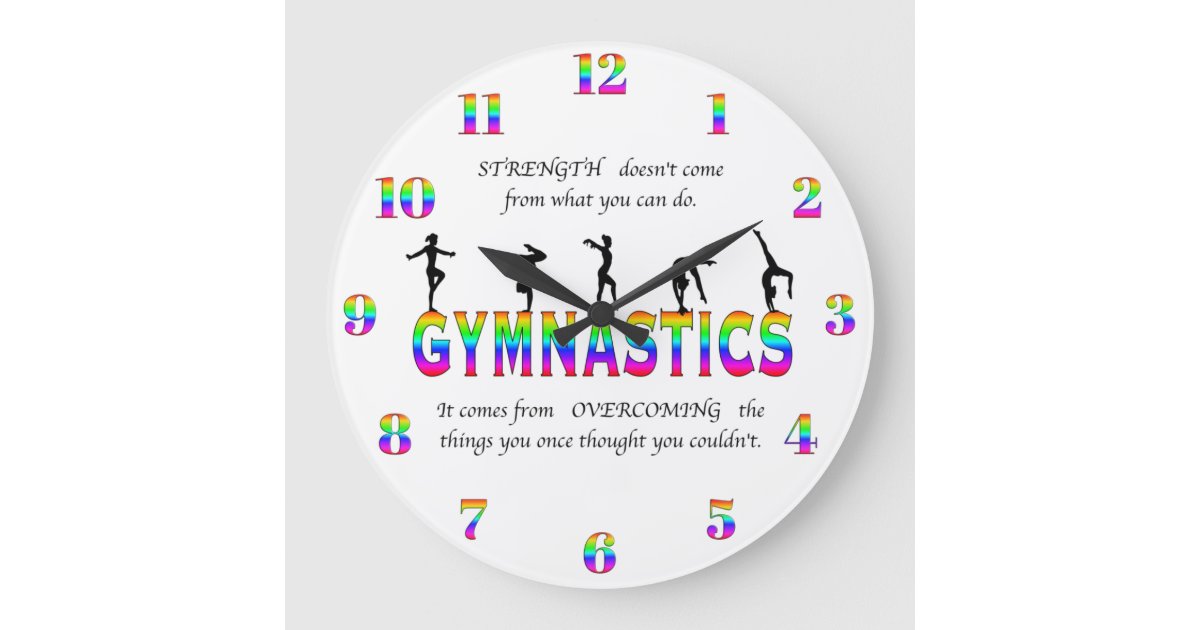 Gymnastics Inspirational Quote Large Clock | Zazzle