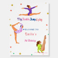 Gymnastics jump Cartwheels girl birth Welcome sign | Zazzle