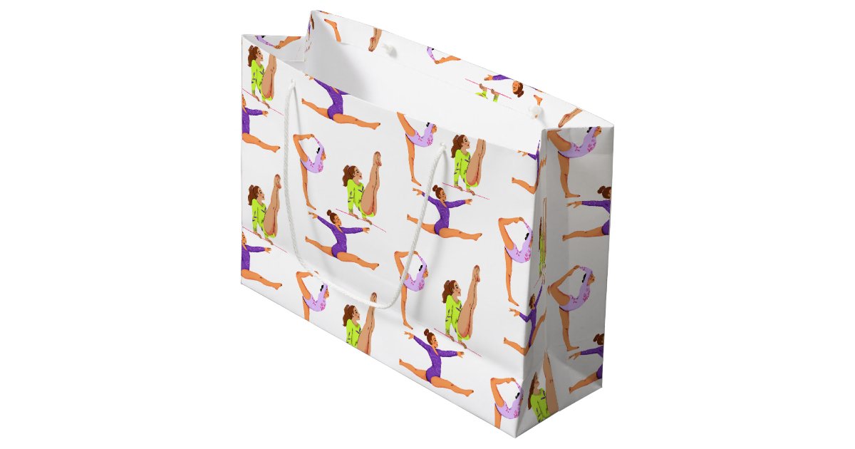 Gymnastics jump Cartwheels girl birthday party Gif Large Gift Bag | Zazzle