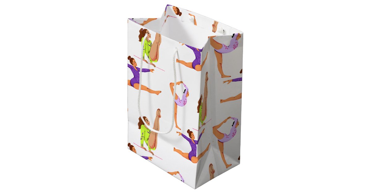 Gymnastics jump Cartwheels girl birthday party Gif Medium Gift Bag | Zazzle