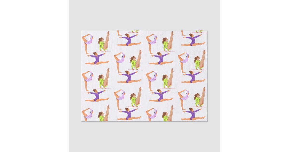 Gymnastics jump Cartwheels girl birthday party Gif Tissue Paper | Zazzle