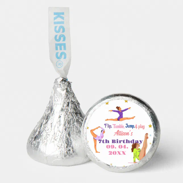 Gymnastics jump Cartwheels girl birthday party Hershey®'s Kisses® | Zazzle