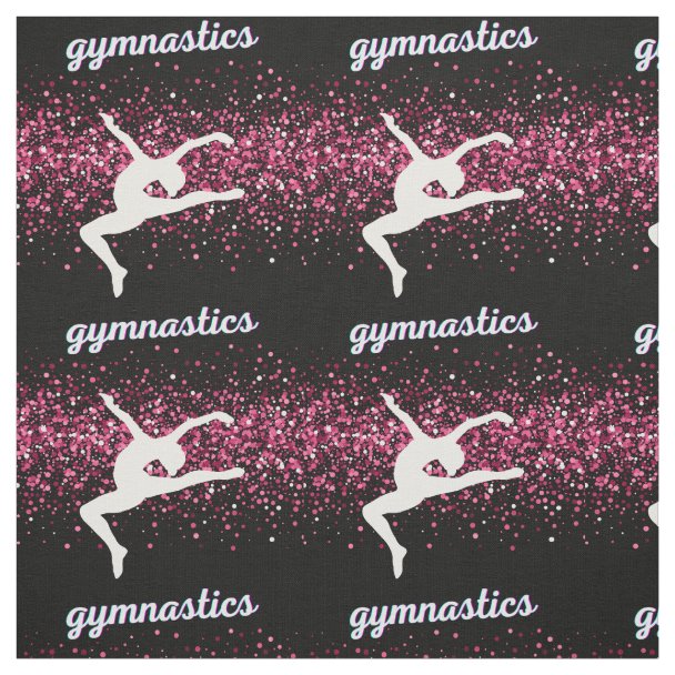 PRECIOUS PINK I LOVE GYMNASTICS FABRIC | Zazzle.com