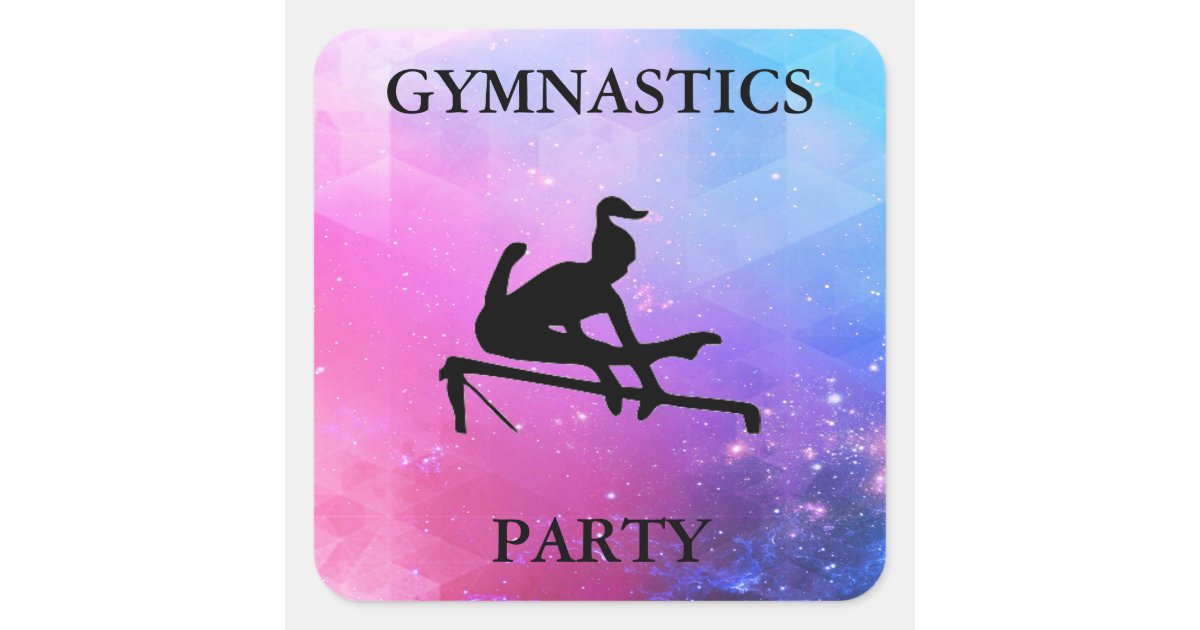 GYMNASTICS PARTY SQUARE STICKERS | Zazzle