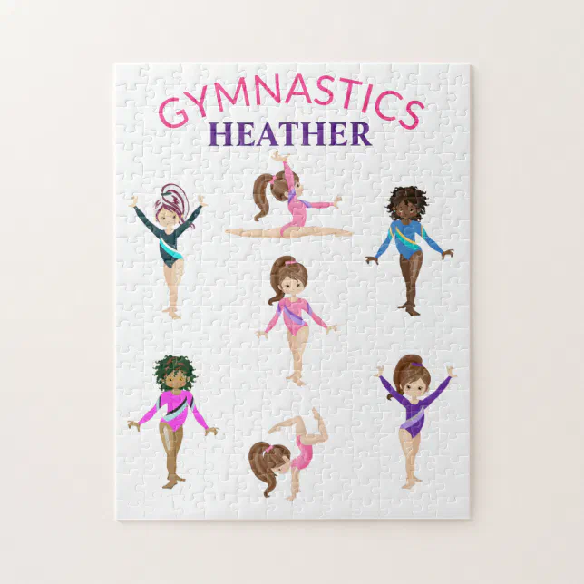 Gymnastics personalized gymnast girl's jigsaw puzz jigsaw puzzle | Zazzle