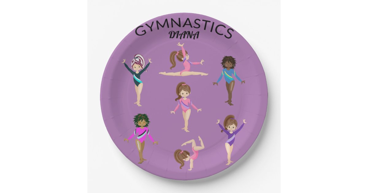 Gymnastics personalized gymnast PAPER PLATES | Zazzle