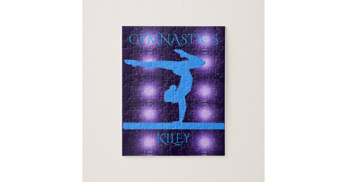 Gymnastics puzzle with purple & gymnast. | Zazzle