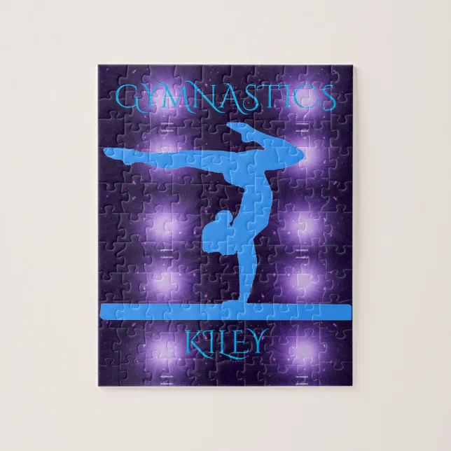 Gymnastics puzzle with purple & gymnast. | Zazzle