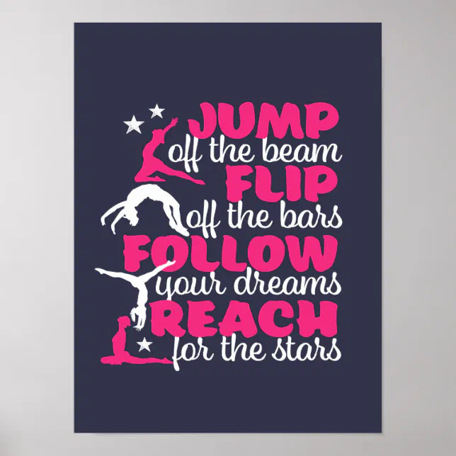 Gymnastics Quote Girl Gymnast Jump Off The Beam Poster | Zazzle
