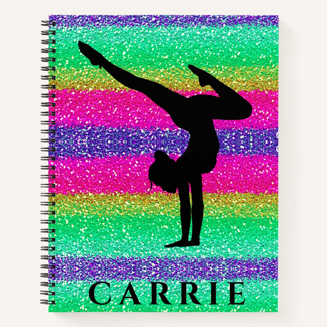 Gymnastics Rainbow Sparkle Spiral Notebook | Zazzle