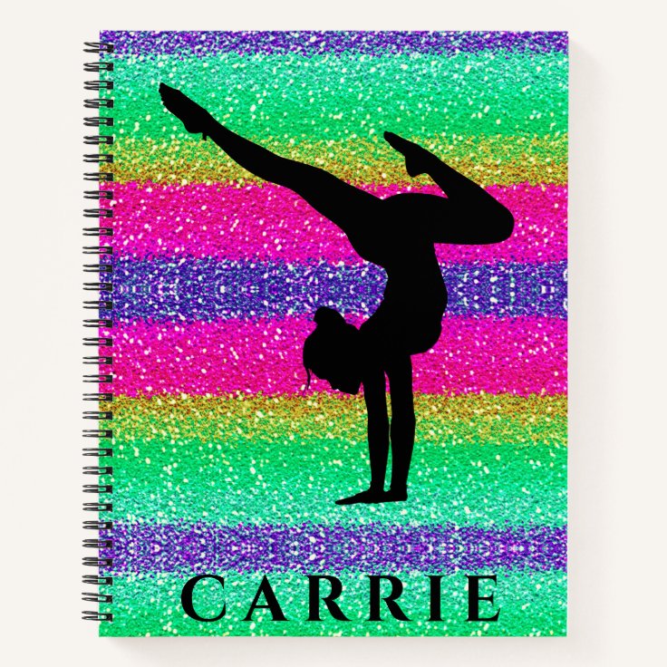 Gymnastics Rainbow Sparkle Spiral Notebook | Zazzle